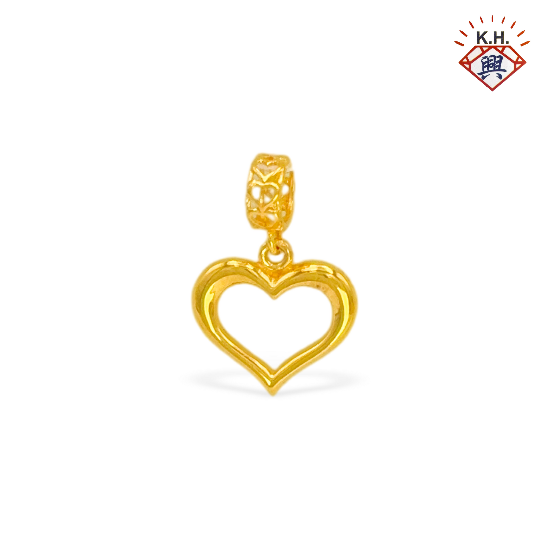 916 Gold Charm – Shiny Hollow Love – Chop Kong Hin
